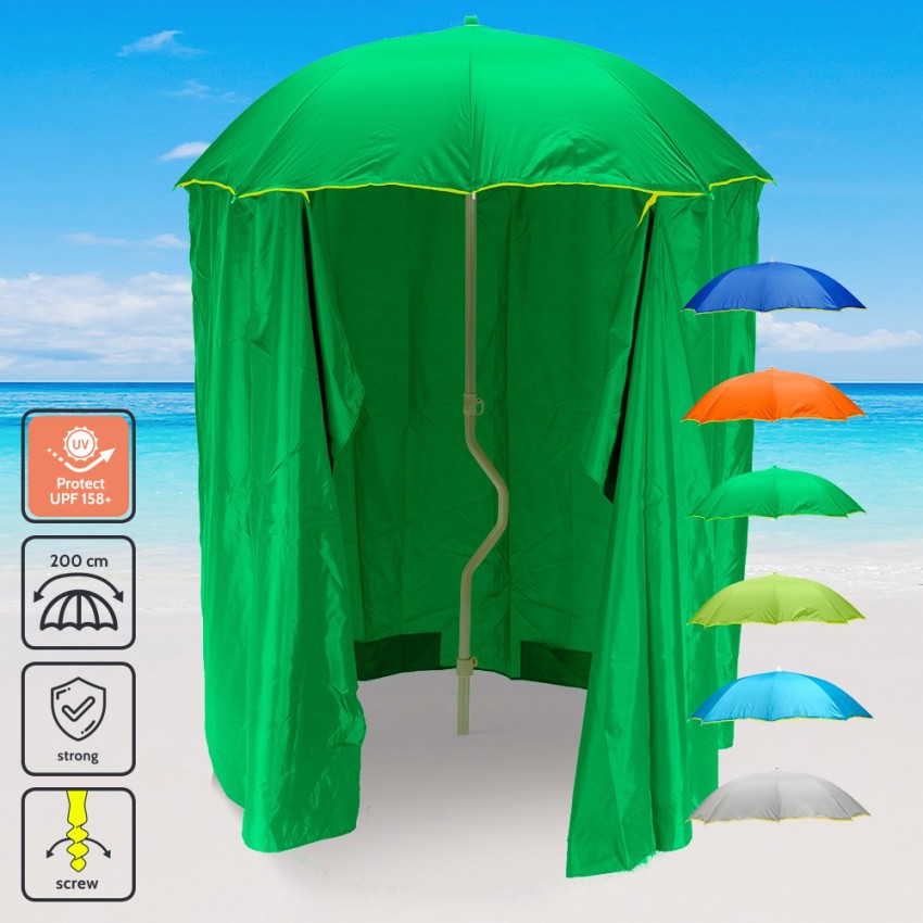 Sombrilla Playa y jardín GiraFacile 200 cm Protección uv Cortina Zeus ...
