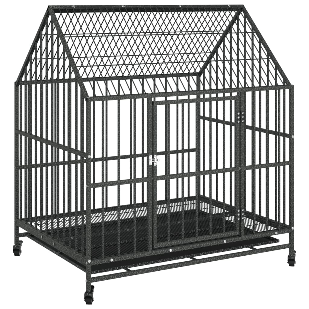 Cage pour chien avec roulettes en acier galvanisé noir | Leroy Merlin