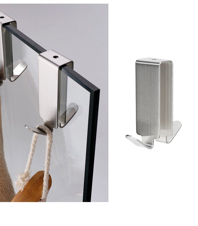 2 pcs Crochet double en inox à vitre, Crochet double pour paroi de ...