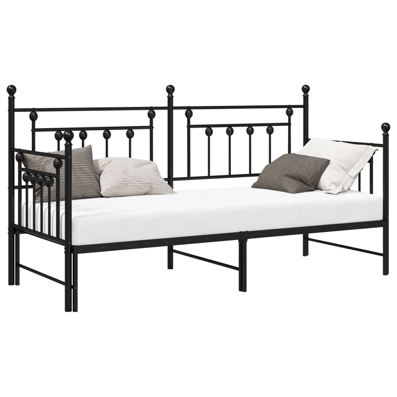 Lit simple，Lit adulte，Cadre de lit de jour avec lit gigogne Noir 75x190 ...