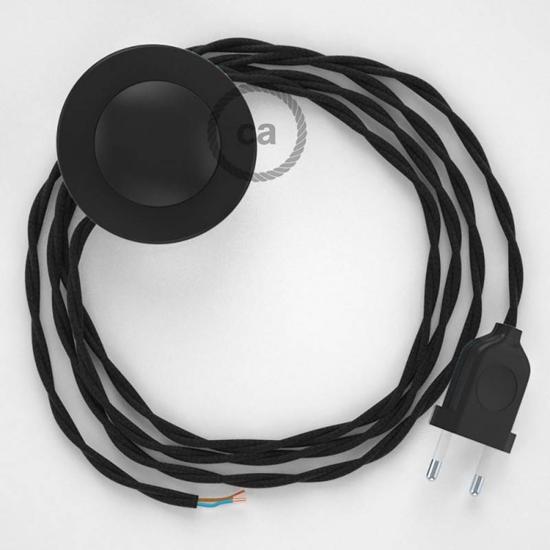 Creative cables - Cordon pour lampadaire, câble TC04 Coton Noir 3 m ...