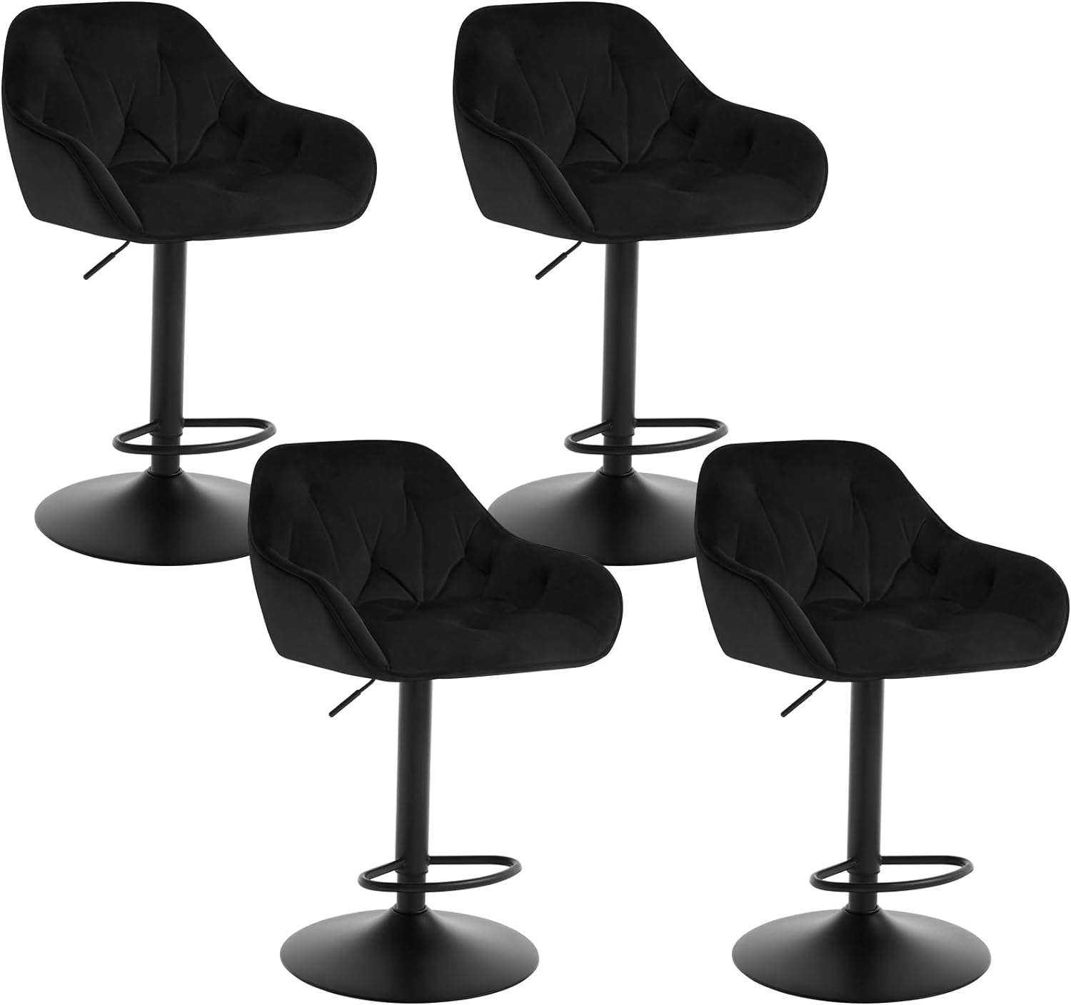 WOLTU Lot de 4 Tabourets Bar en Velours et Métal. Chaise de Bar. Chaise ...