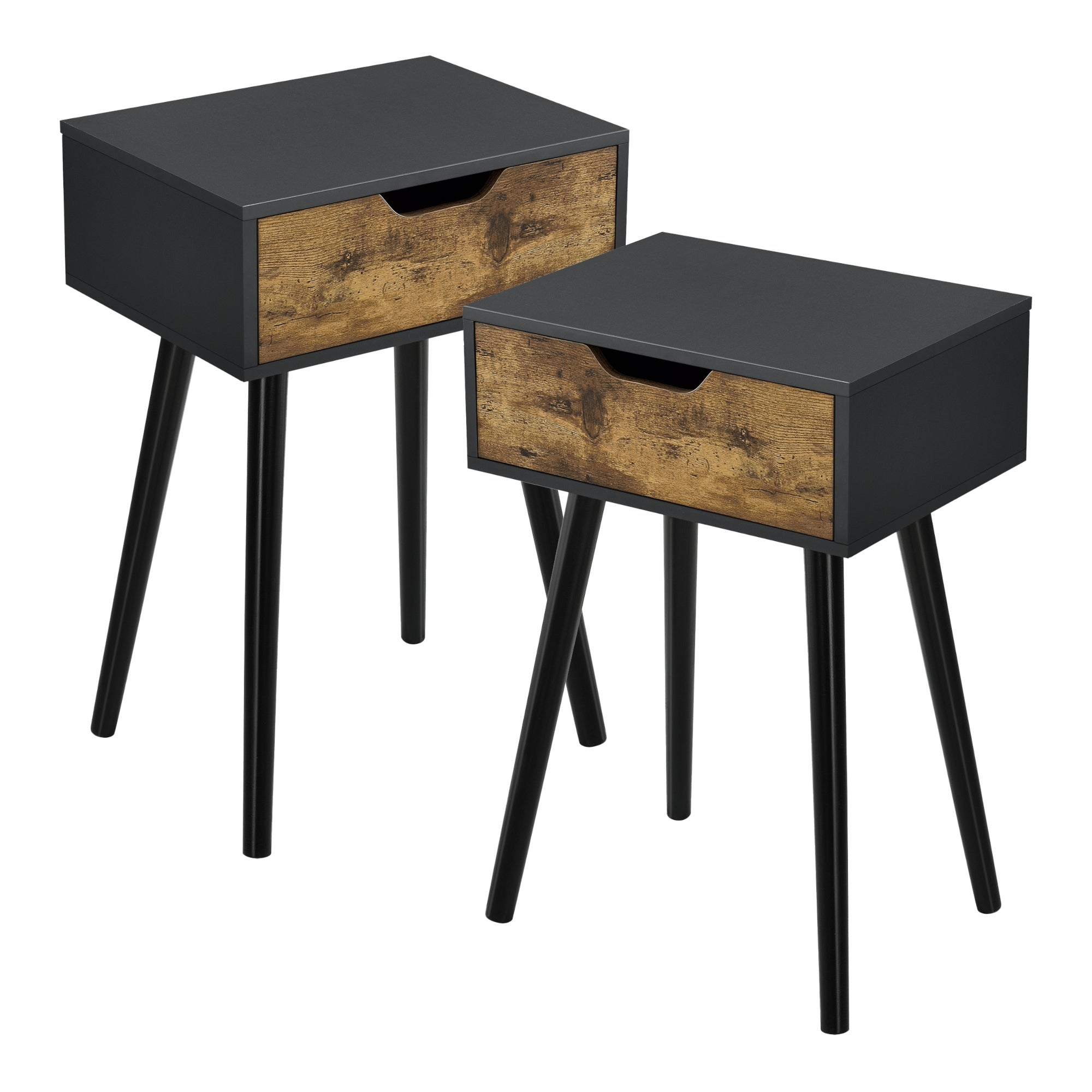 Lot de 2 tables d'appoint 60 x 40 x 30 cm noir effet bois foncé 03 ...
