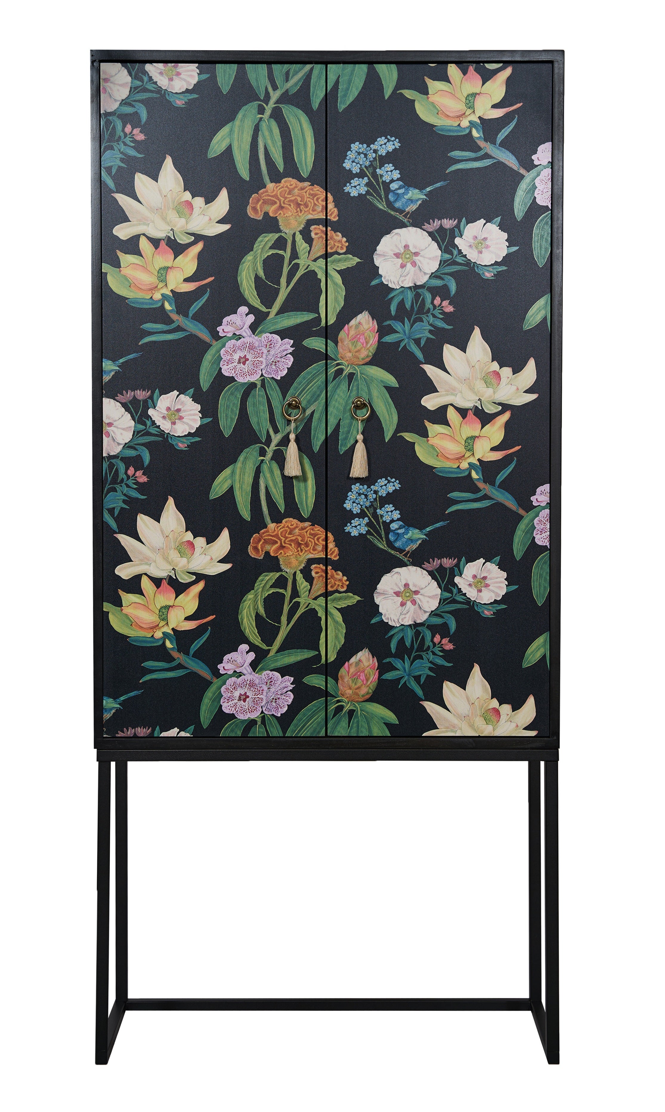 Armario aparador ALVA 2 puertas MDF estampado floral negro JARA | Leroy ...