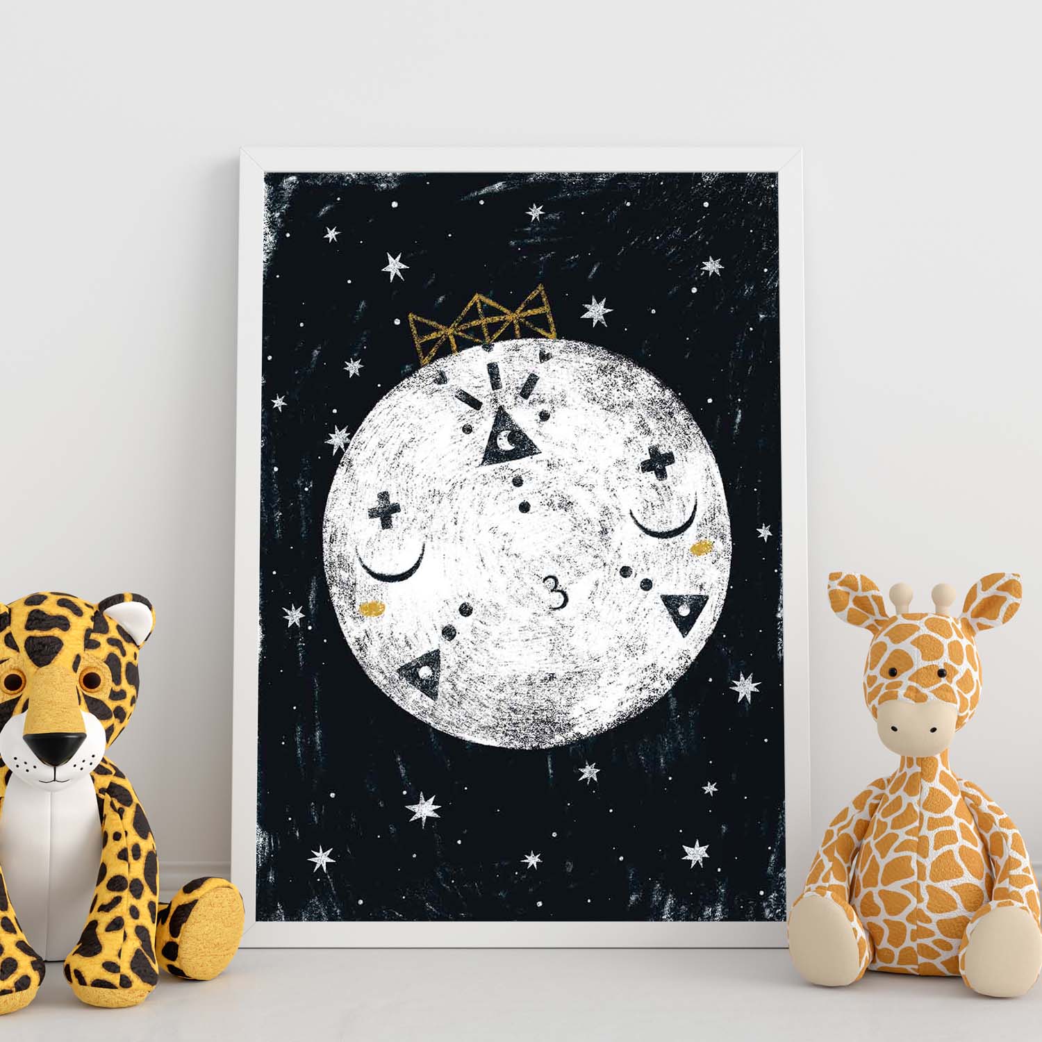 Lámina Luna Estilo Nordico Blanco Y Negro. Composiciones Planetarias ...