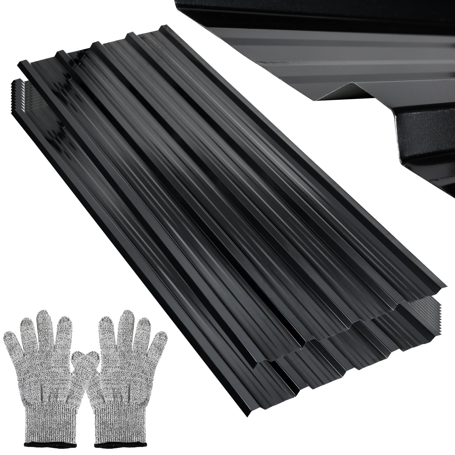 Paneles de techo 7/14/21㎡ Chapa de acero galvanizado antracita (36 ...