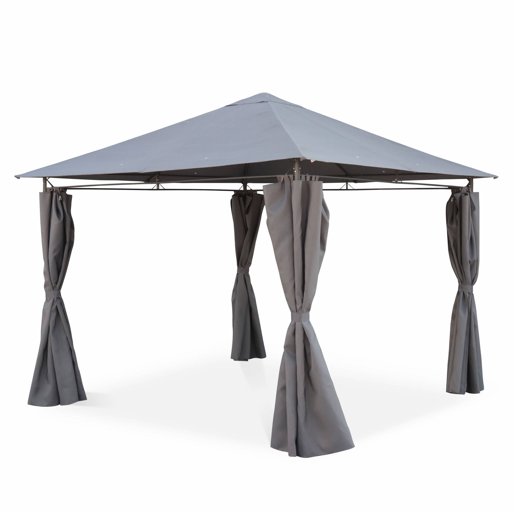 Tonnelle 3x3 m - Elusa - Toile grise - Pergola avec rideaux. tente de ...