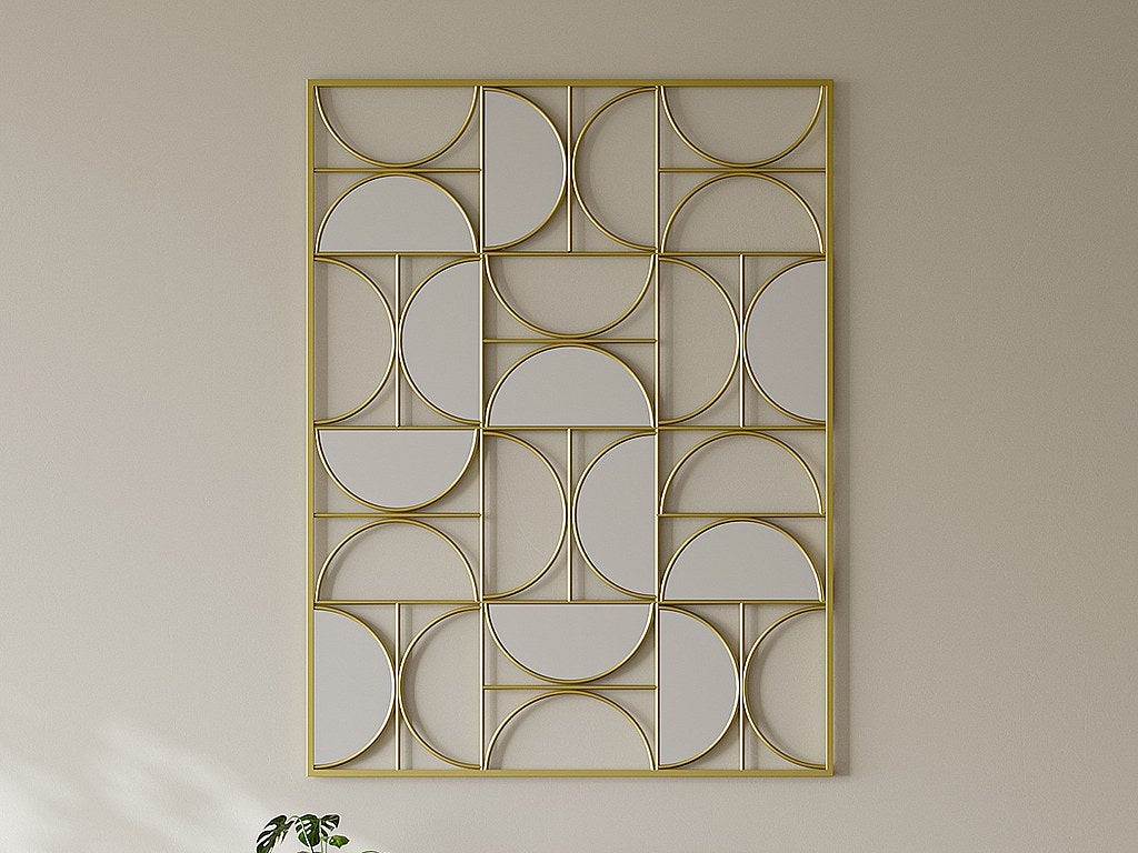 Miroir art déco déstructuré en métal - L.77 x H. 102 cm - Doré - TAYAN ...