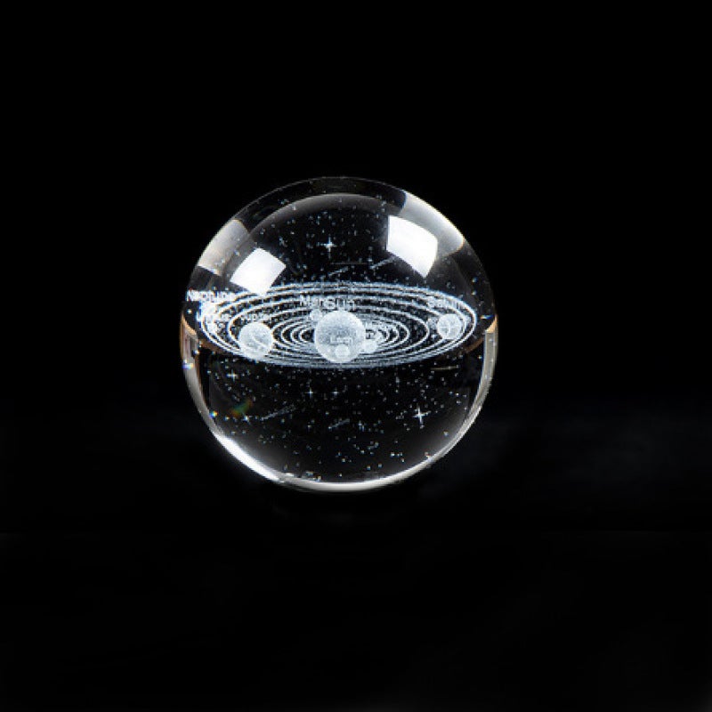 Boule de cristal gravée, météore système solaire, miniature 3D ...