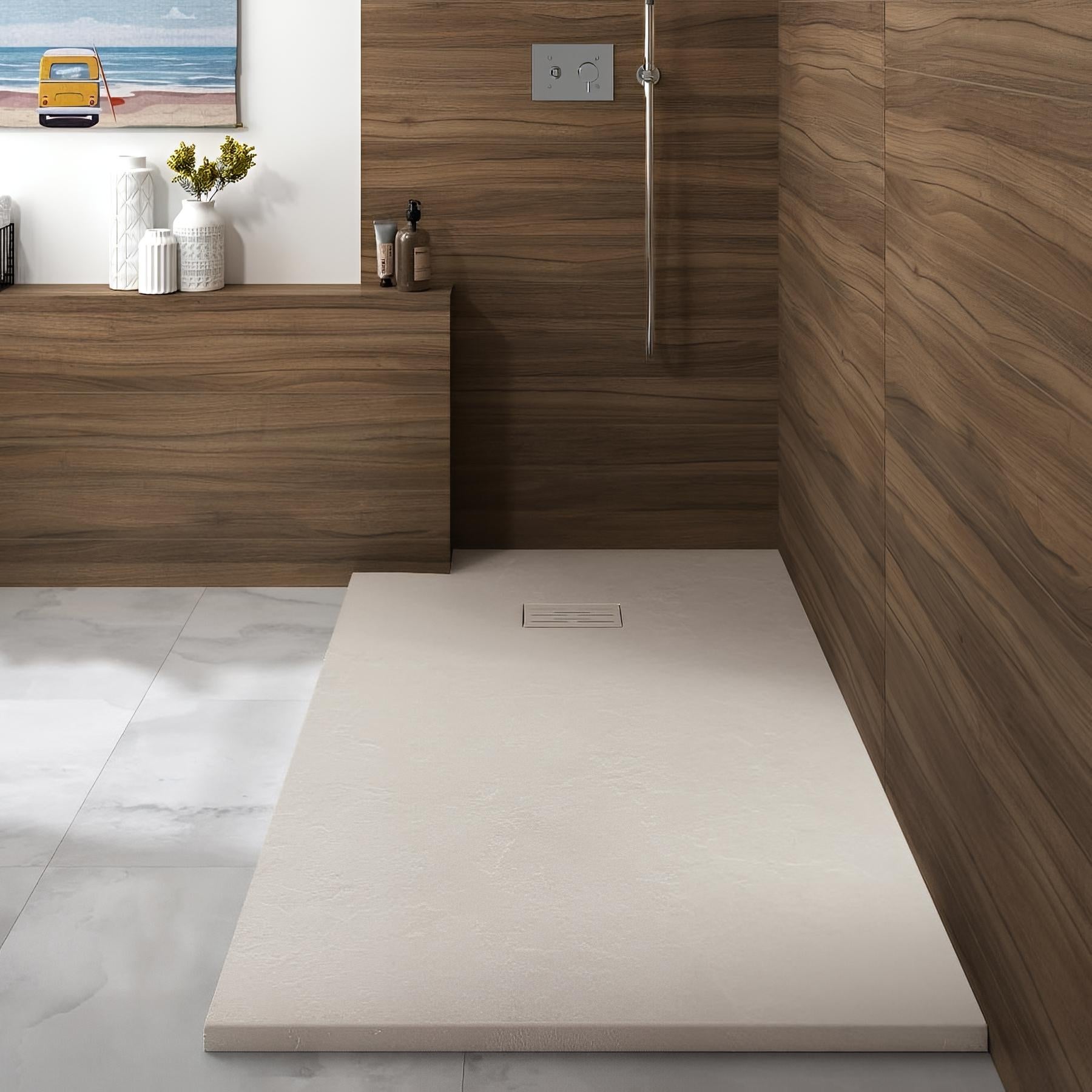 Receveur de douche kinerock evo sable 160x100 cm | Bricoman