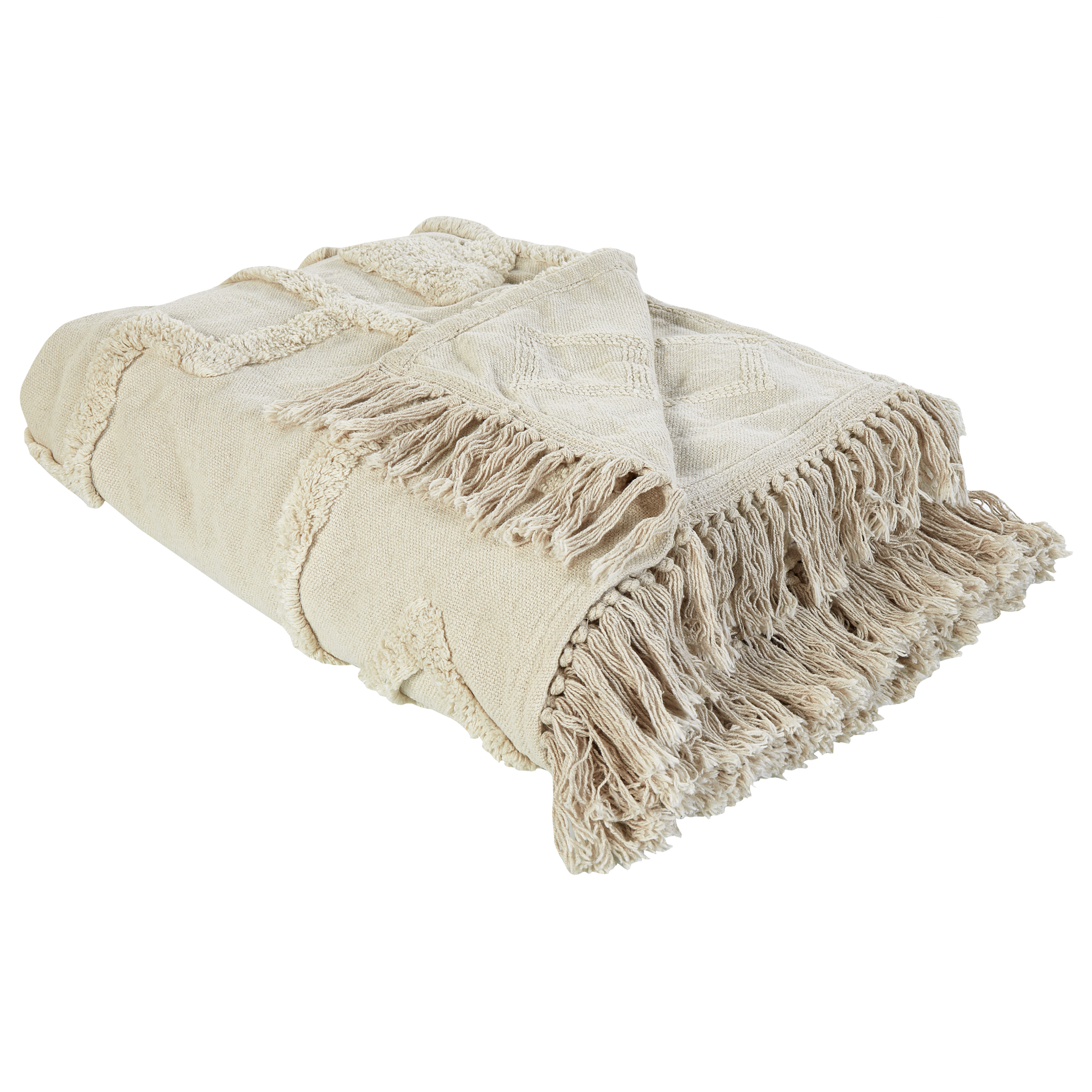 Couverture CHACK Coton 220 x 240 cm Beige | Leroy Merlin