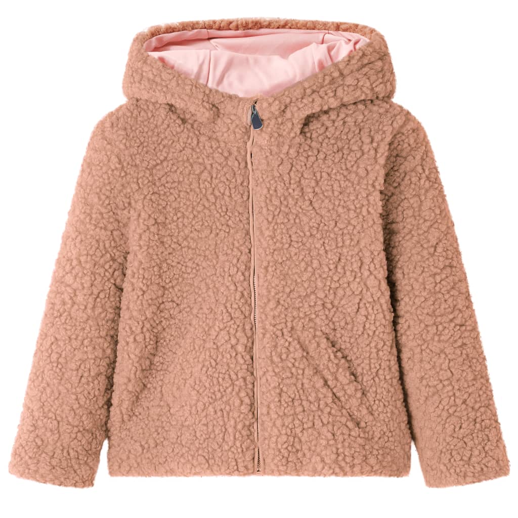 Chaqueta infantil con capucha pelo sintético borreguito coñac claro 92 ...