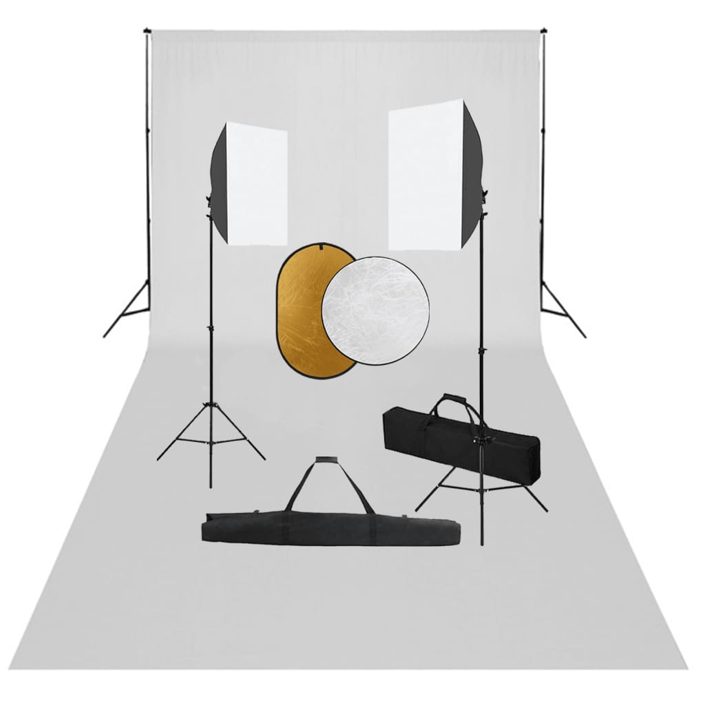 Kit de estudio fotográfico con luces softbox, fondo y reflector / 600 x ...