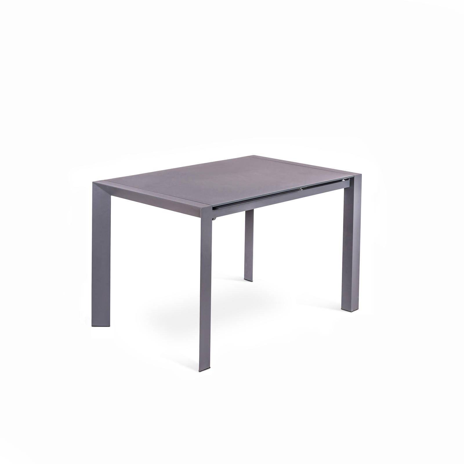 Pixel Table extensible (122/182 x 80 cm) en verre trempé gris | Leroy ...