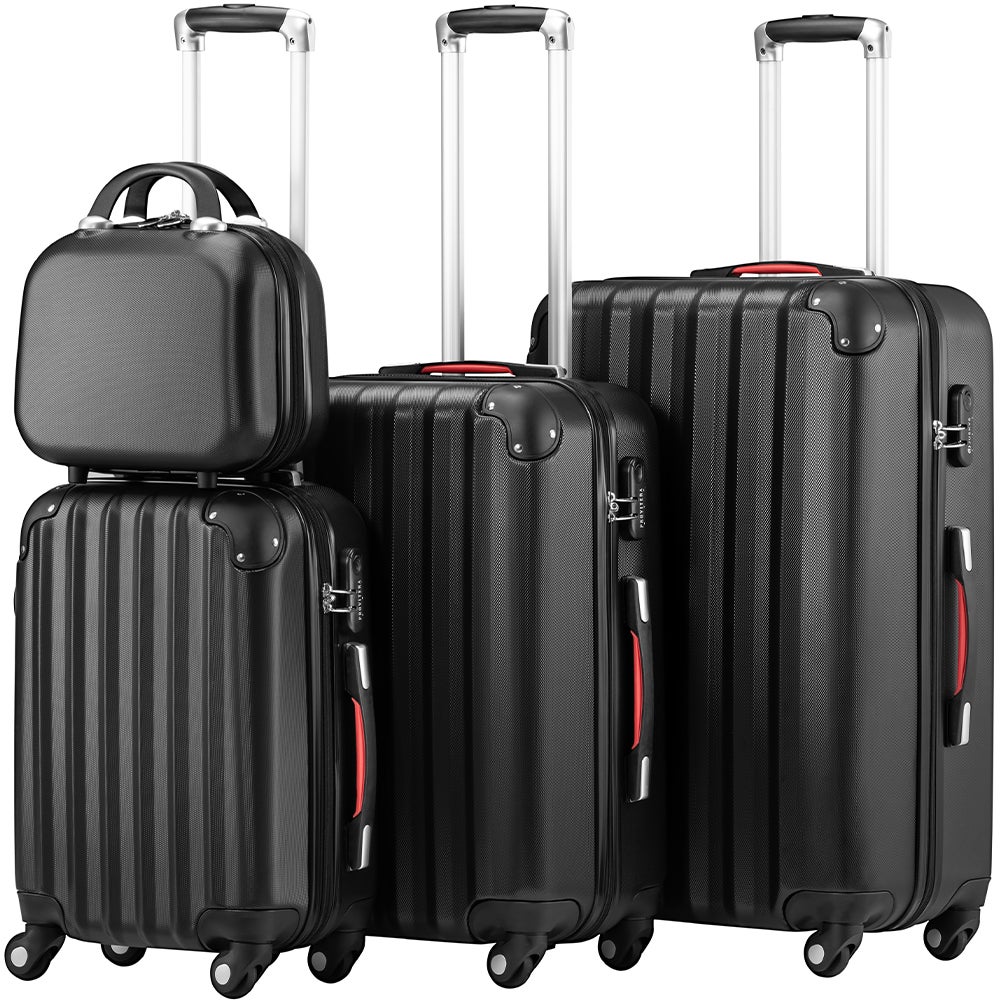 Set 3+1 Valigie Rigide Easy Roll Bagaglio e Beauty Case da Viaggio Nero ...