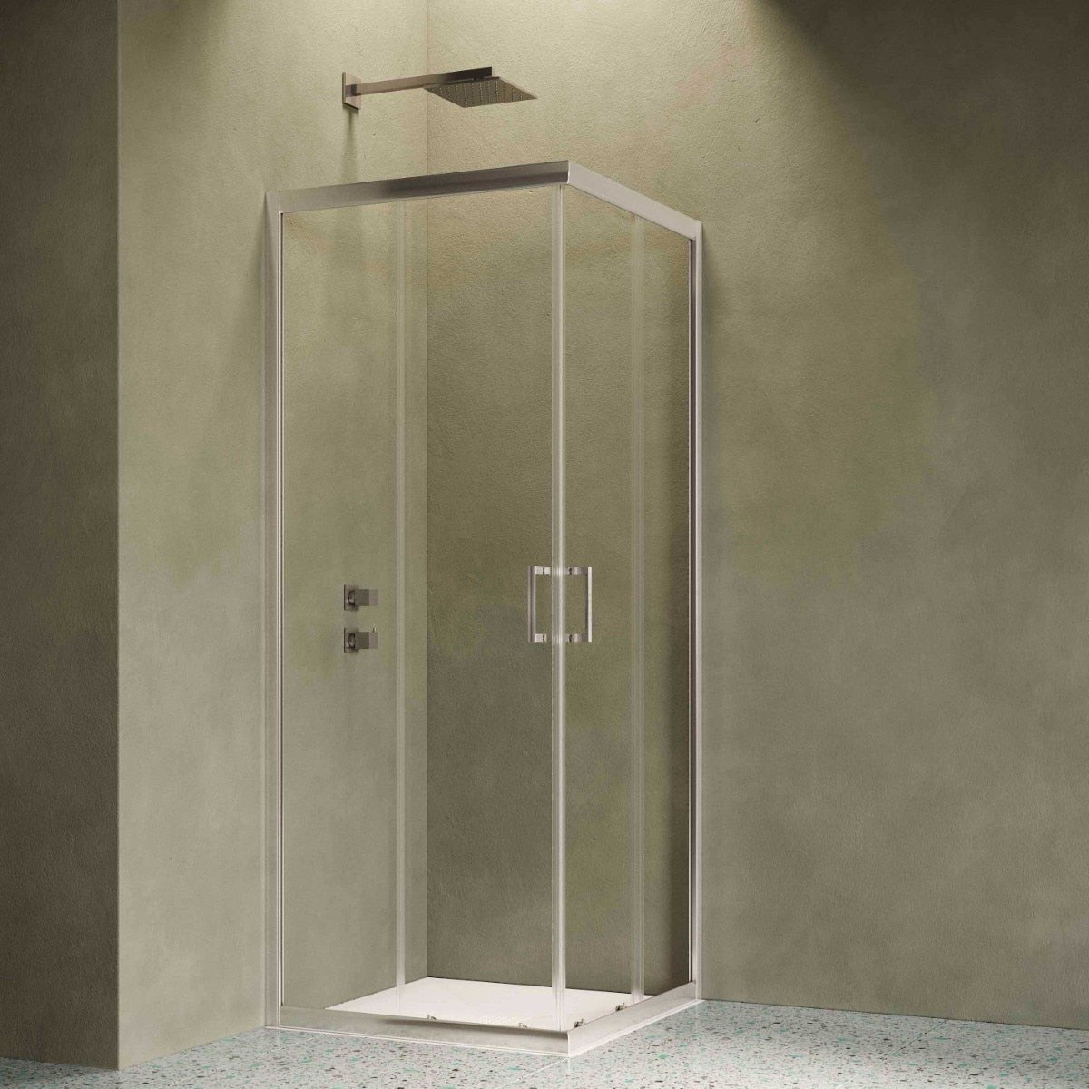 Siro - Box doccia ad angolo 80x70 cm con 2 ante scorrevoli cromo ...