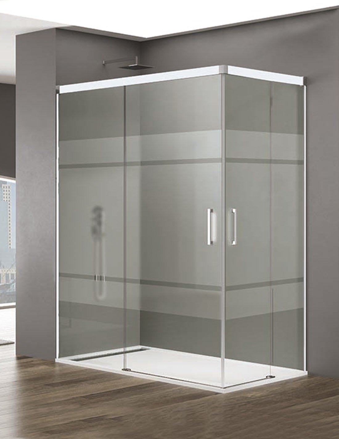Mampara de ducha Angular ALLSTONE BASIC 2+2 con cierre en vértice, sin ...