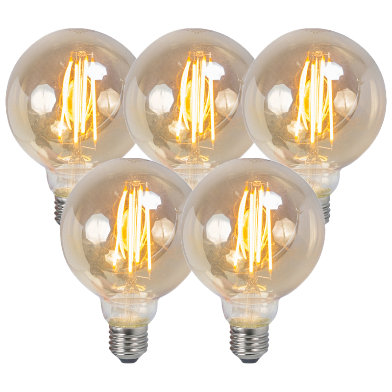 Lot de 5 ampoules LED à filament E27 dimmables fumées 5W 450lm 2200K | Leroy Merlin