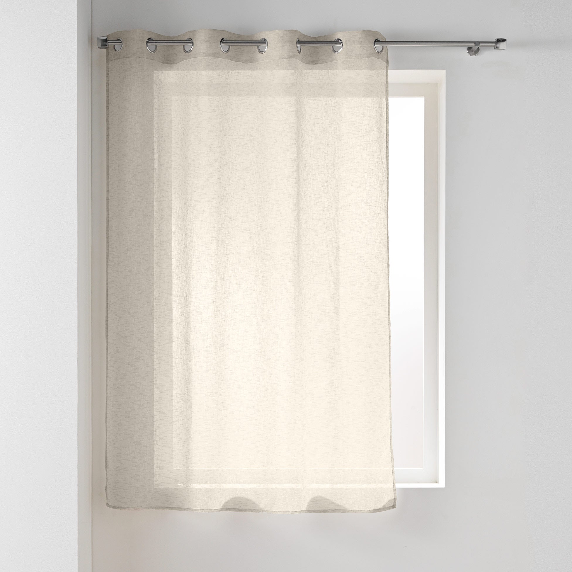Voilage a oeillets 140 x 180 cm voile tisse carlin Beige | Leroy Merlin