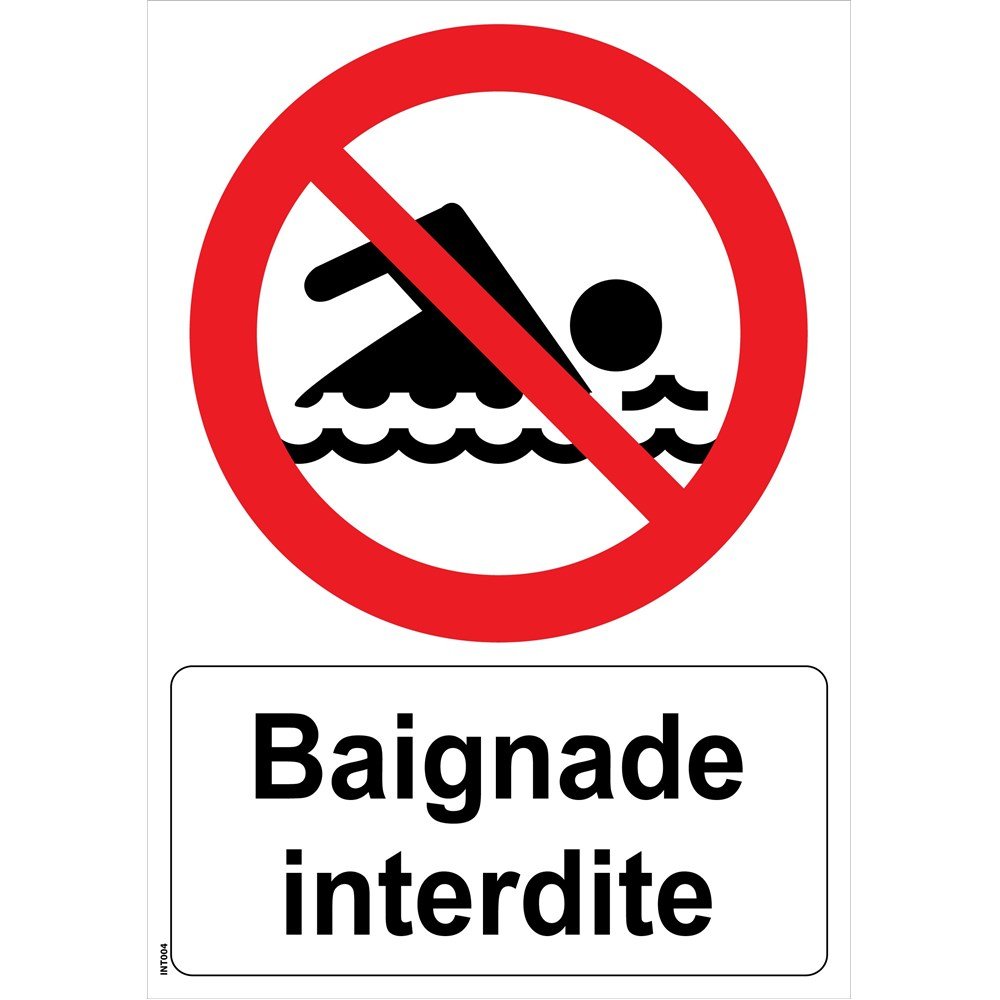 Panneau "Baignade interdite" - PVC A5 / Marque : Mondial Extincteur ...