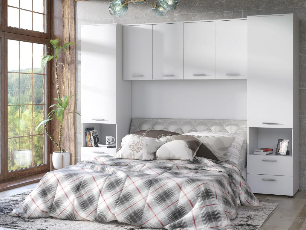 Pont de lit avec rangements - L261 cm - Blanc - RUMELI | Leroy Merlin