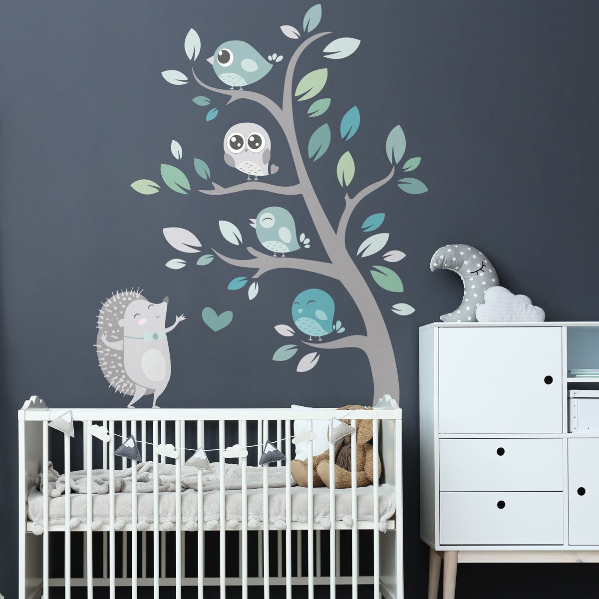 Vinilo erizo y pájaros en la naturaleza - adhesivo de pared ...