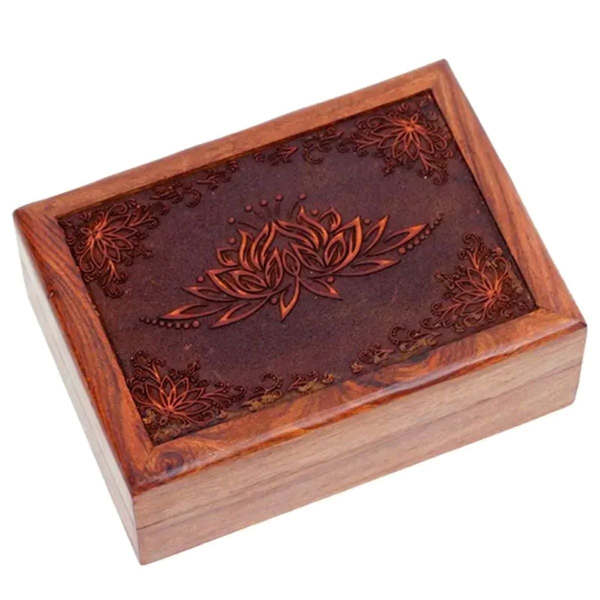 Boite Lotus en bois sculpté 18 x 13 x 6 cm | Leroy Merlin