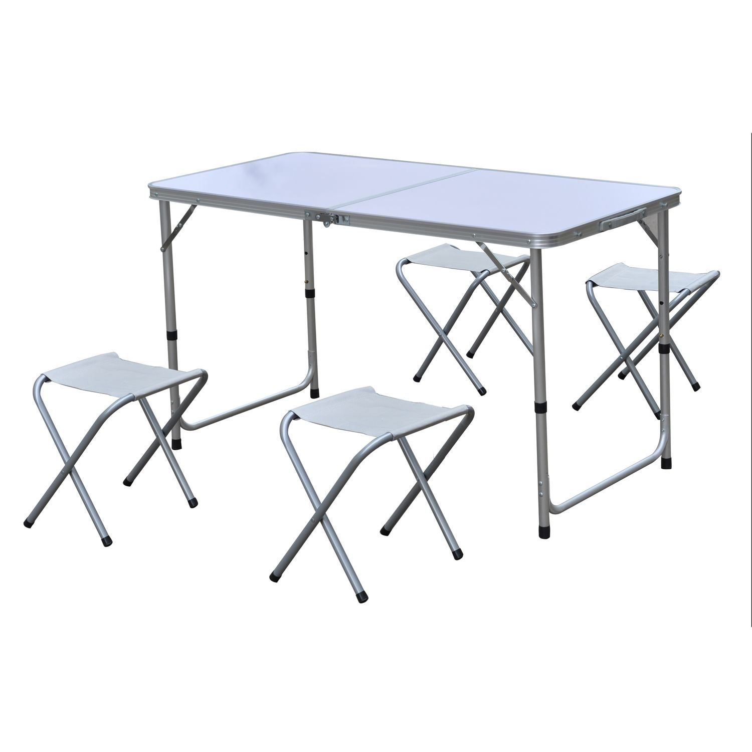 Table pliante d'extérieur et ses 4 tabourets - Gris | Leroy Merlin