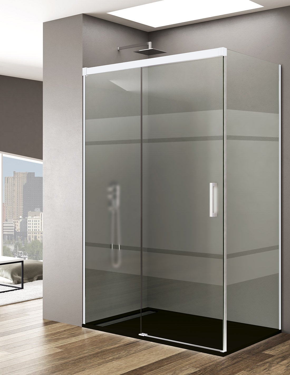 Cabine Paroi de douche d'angle 1+1 ALLSTONE BASIC Avec côté fixe, Sans ...