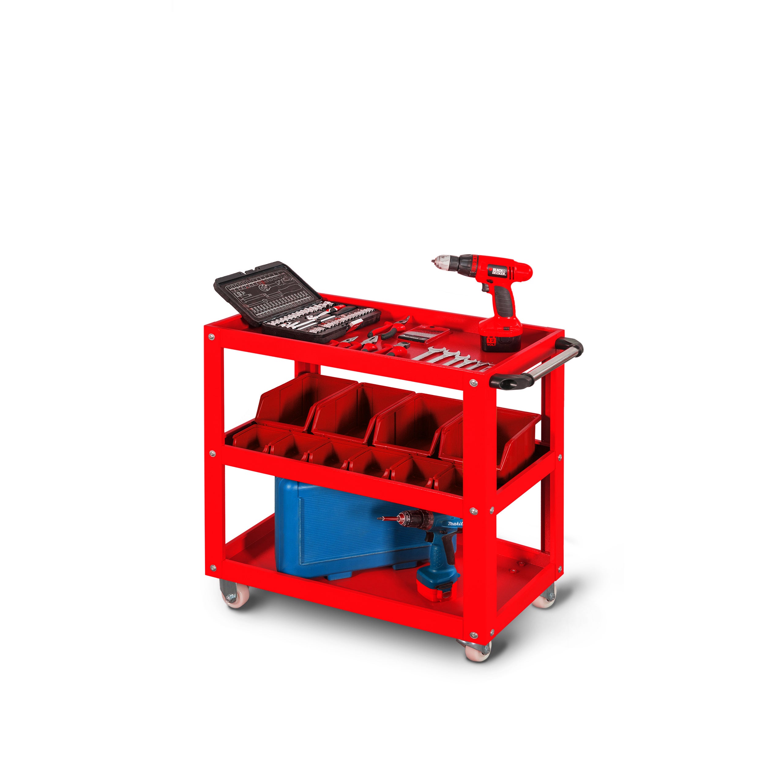 Chariot à Outils Chariot d'garage Poignée du Chariot de Rangement 78 cm ...