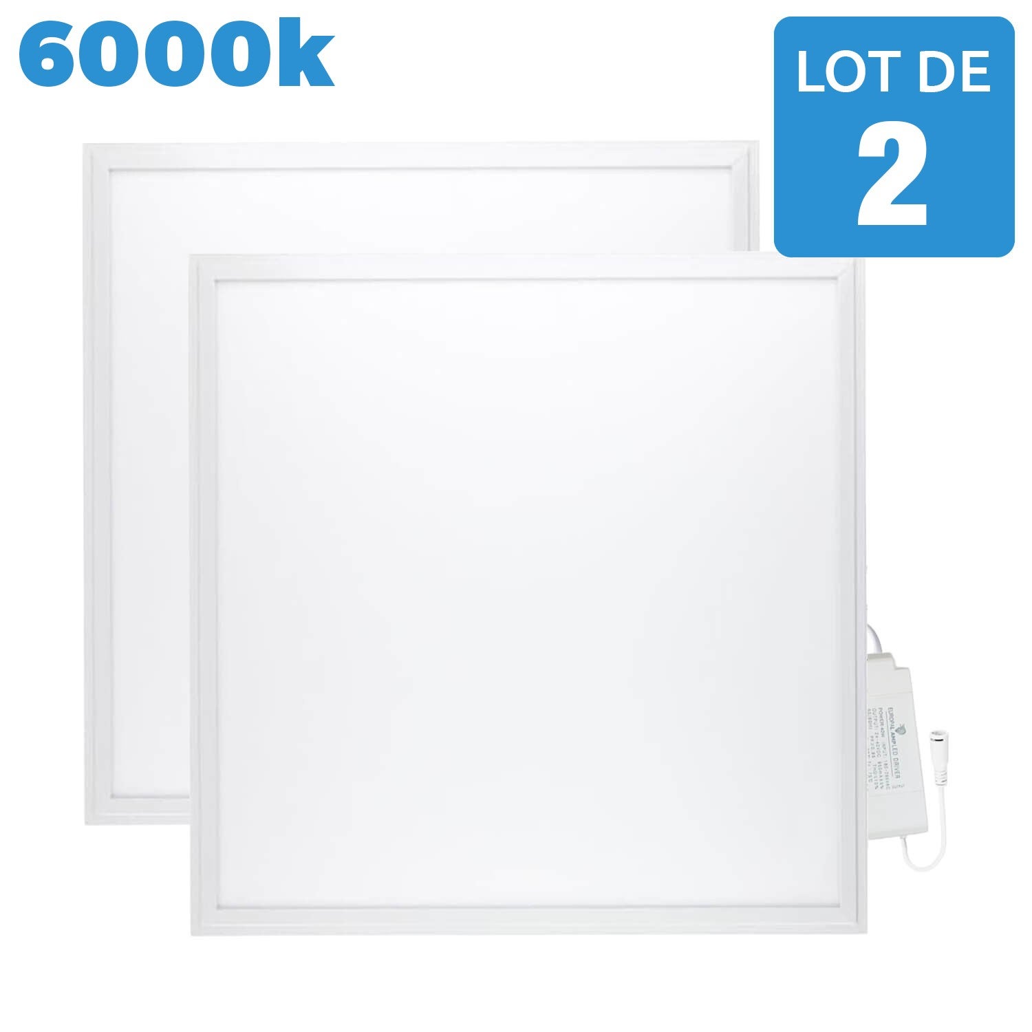 2 Dalles LED 600x600 - 40W Blanc Froid 6000K | Leroy Merlin