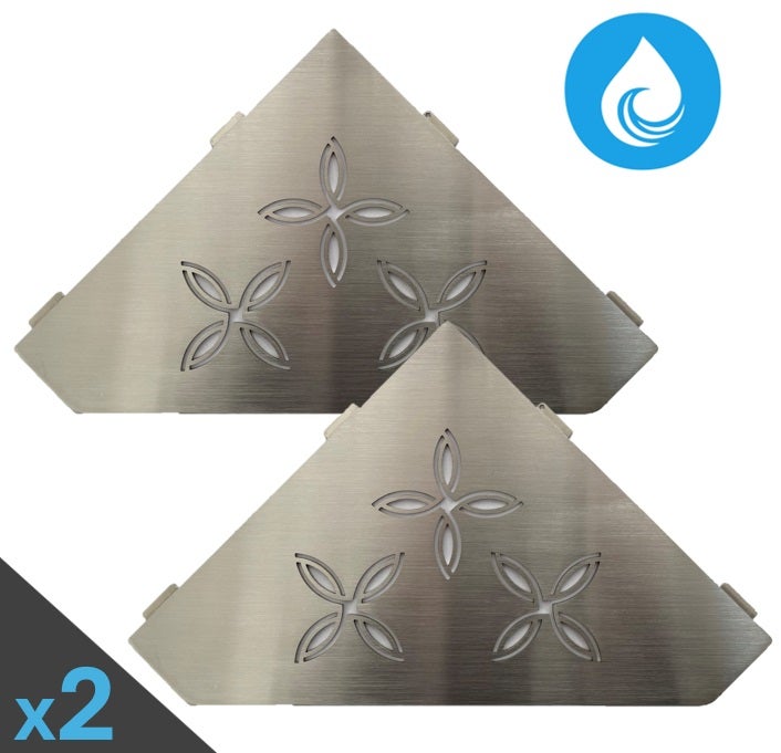 Tablette d'angle murale de douche Floral Triple - Acier brossé - Vendu ...