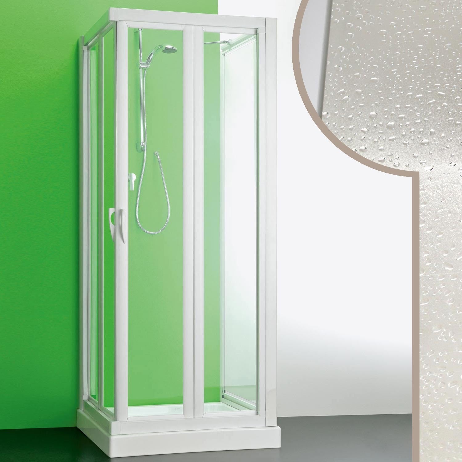 Cabine douche 3 côtés 80x80x80 CMen acrylique mod. Giove avec ouverture ...