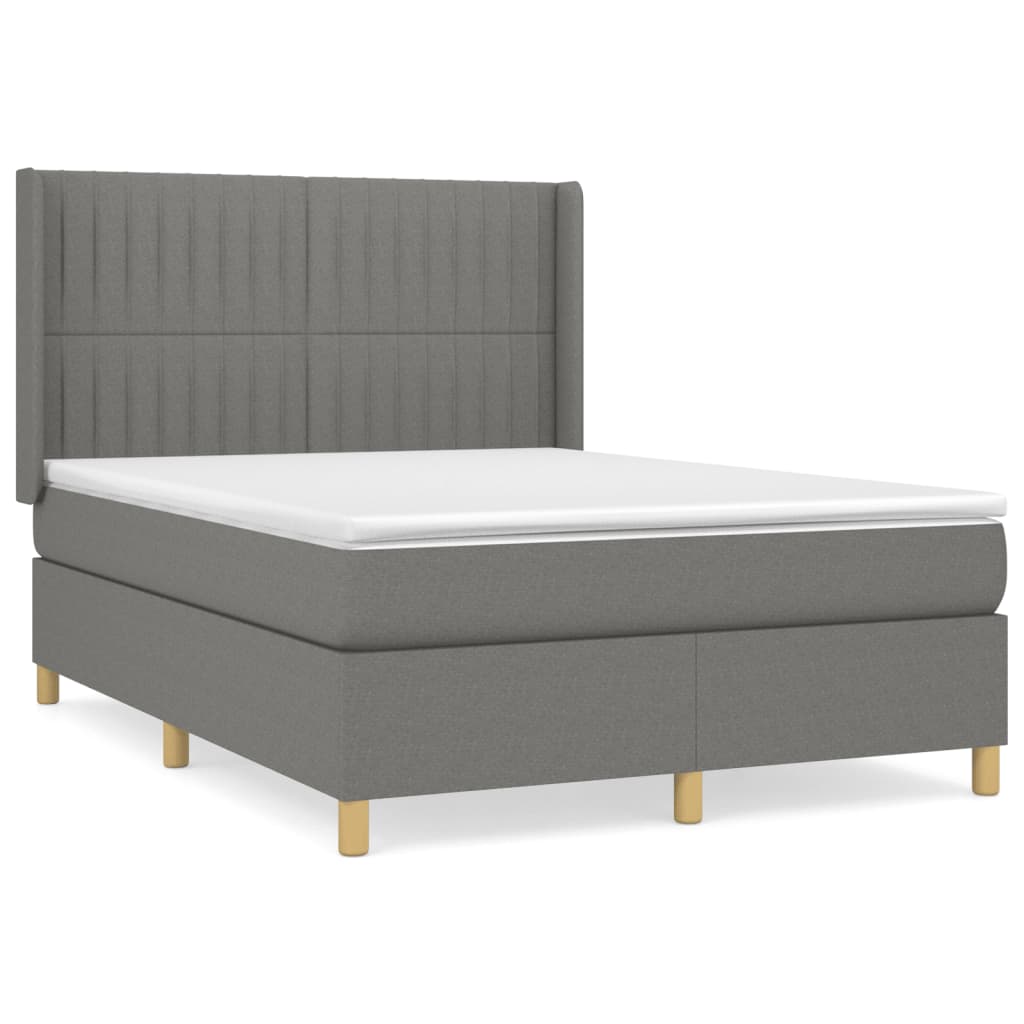 Cama doble | Cama box spring | Cama para adultos con colchón tela gris ...
