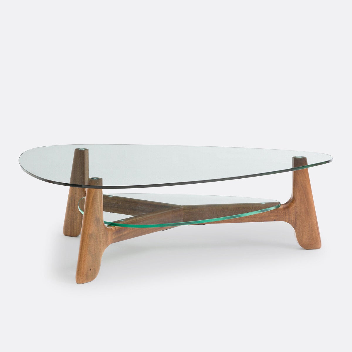 Table basse double plateau verre et noyer, Aiole - Noyer - taille ...