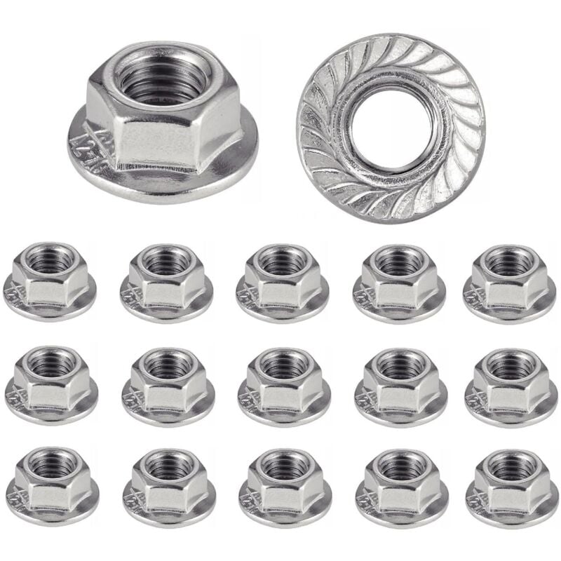 Lot de 50 écrous à bride M8 en acier inoxydable 304 avec motif floral ...
