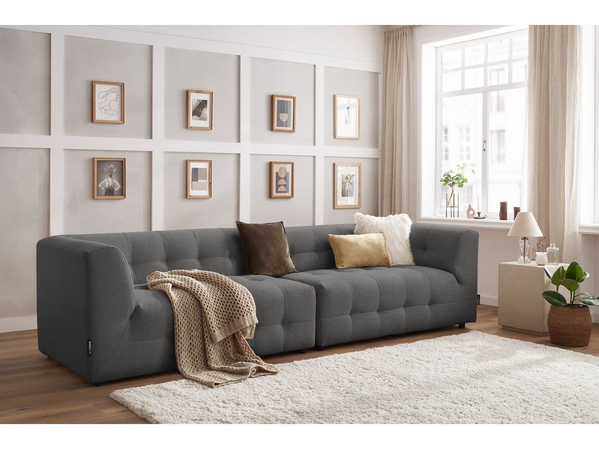 BOBOCHIC Canapé droit fixe modulable 4 places KLEBER Gris foncé | Leroy ...