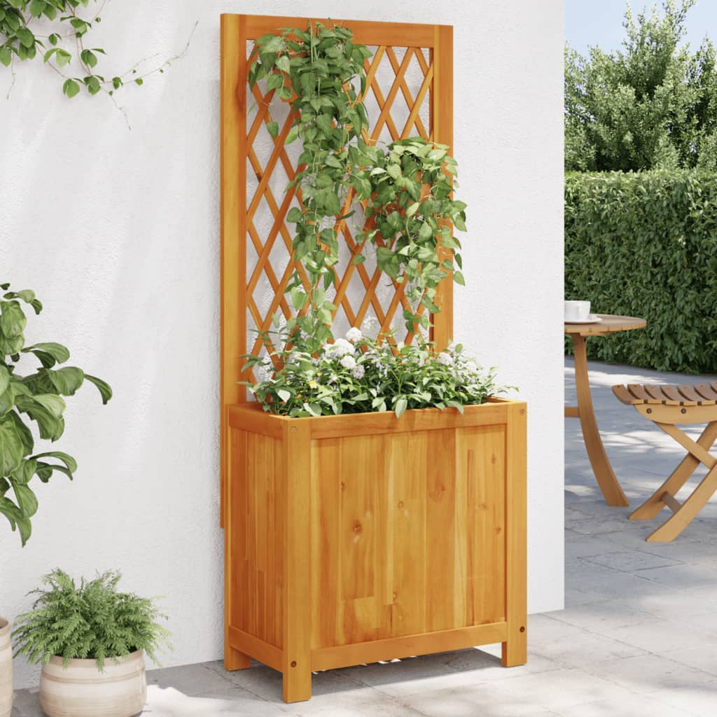Jardinière avec treillis 55x29,5x132 cm bois massif d'acacia | Leroy Merlin