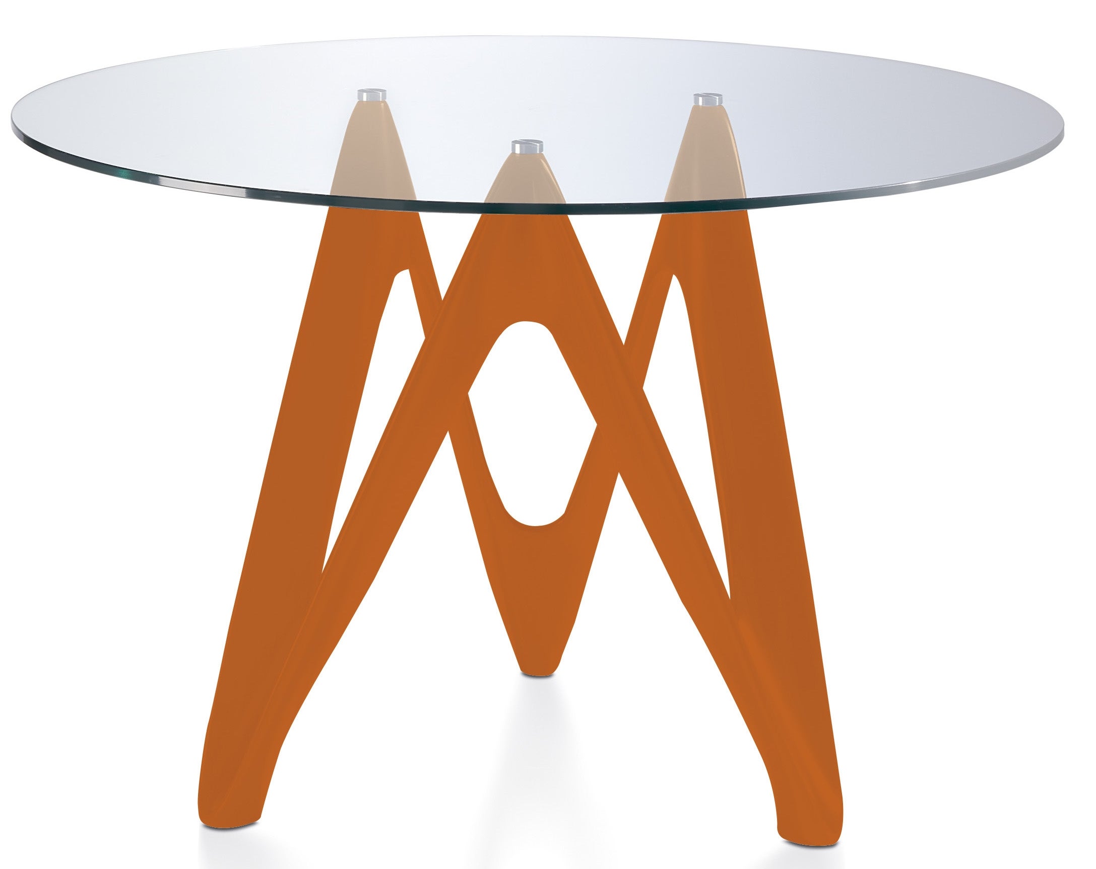 Table ronde design fibre de verre laqué orange Perla-Dimensions D 120 x ...