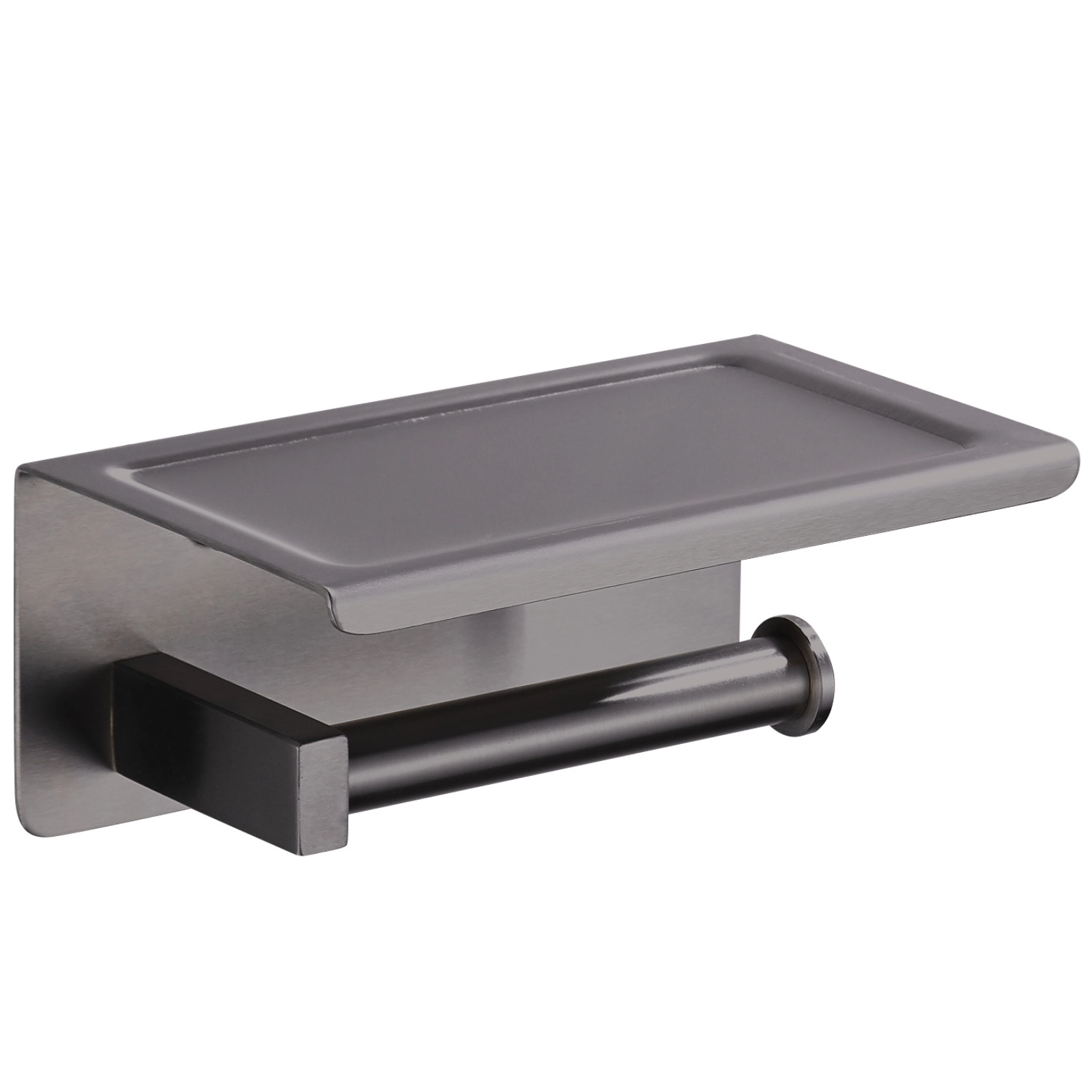 BALNEO - porte-papier toilette avec étagère en acier inox anthracite ...