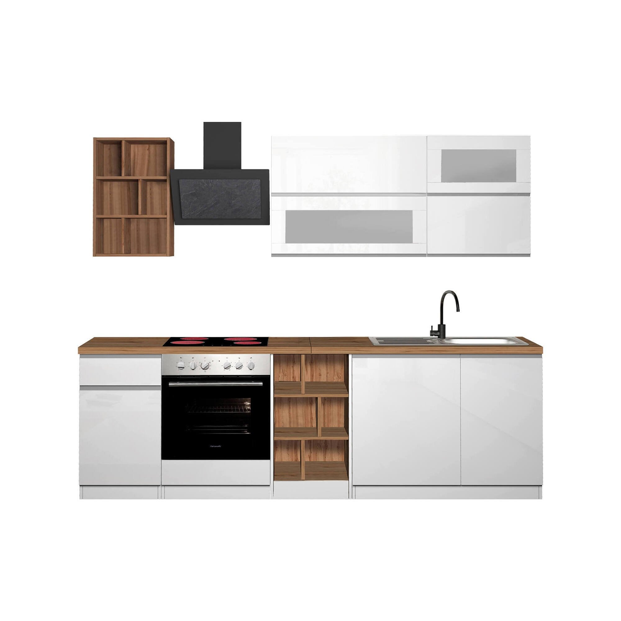 Cuisine Complète Made in Italy, 1 Tiroir 13 Étagères, Modulable, Blanc ...