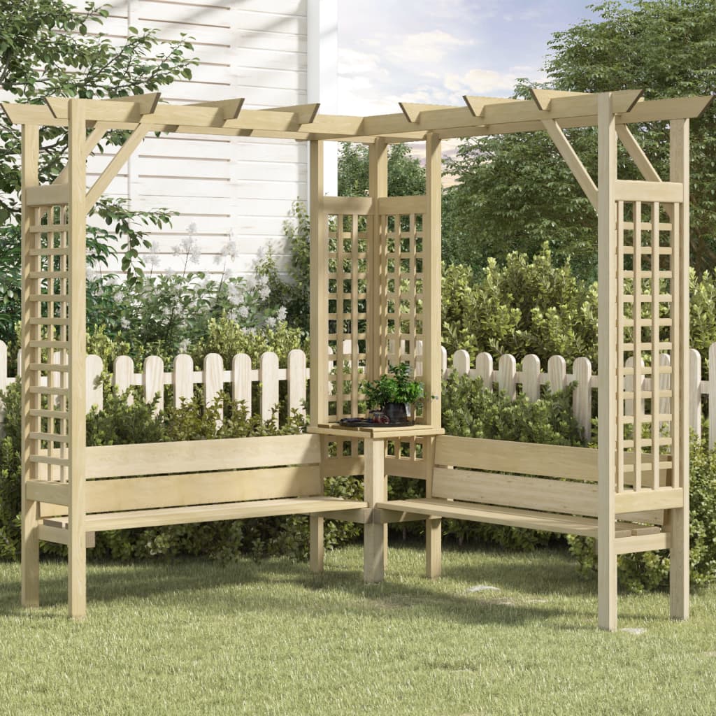 Pergola d'angle avec banc Bois de pin imprégné | Leroy Merlin
