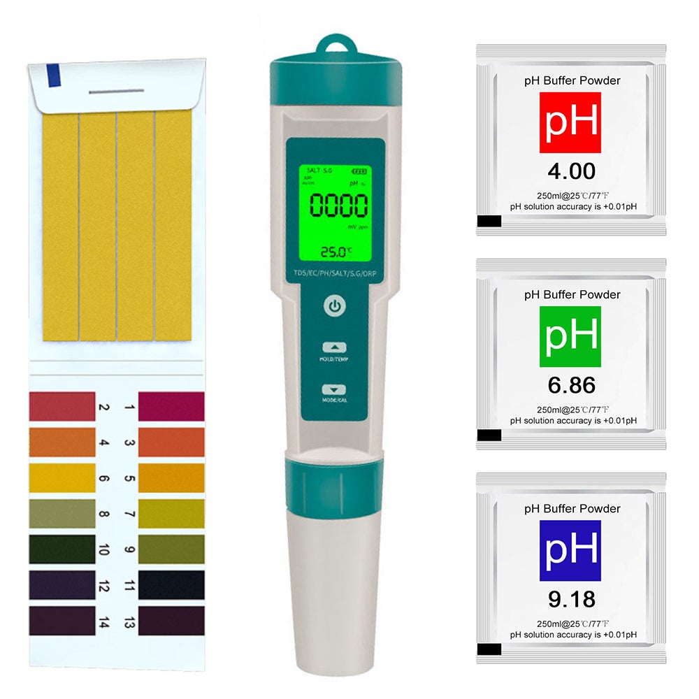 Stylo testeur de qualité de l’eau - pH/EC/TDS/ORP/salinité/S.G - 7 in ...