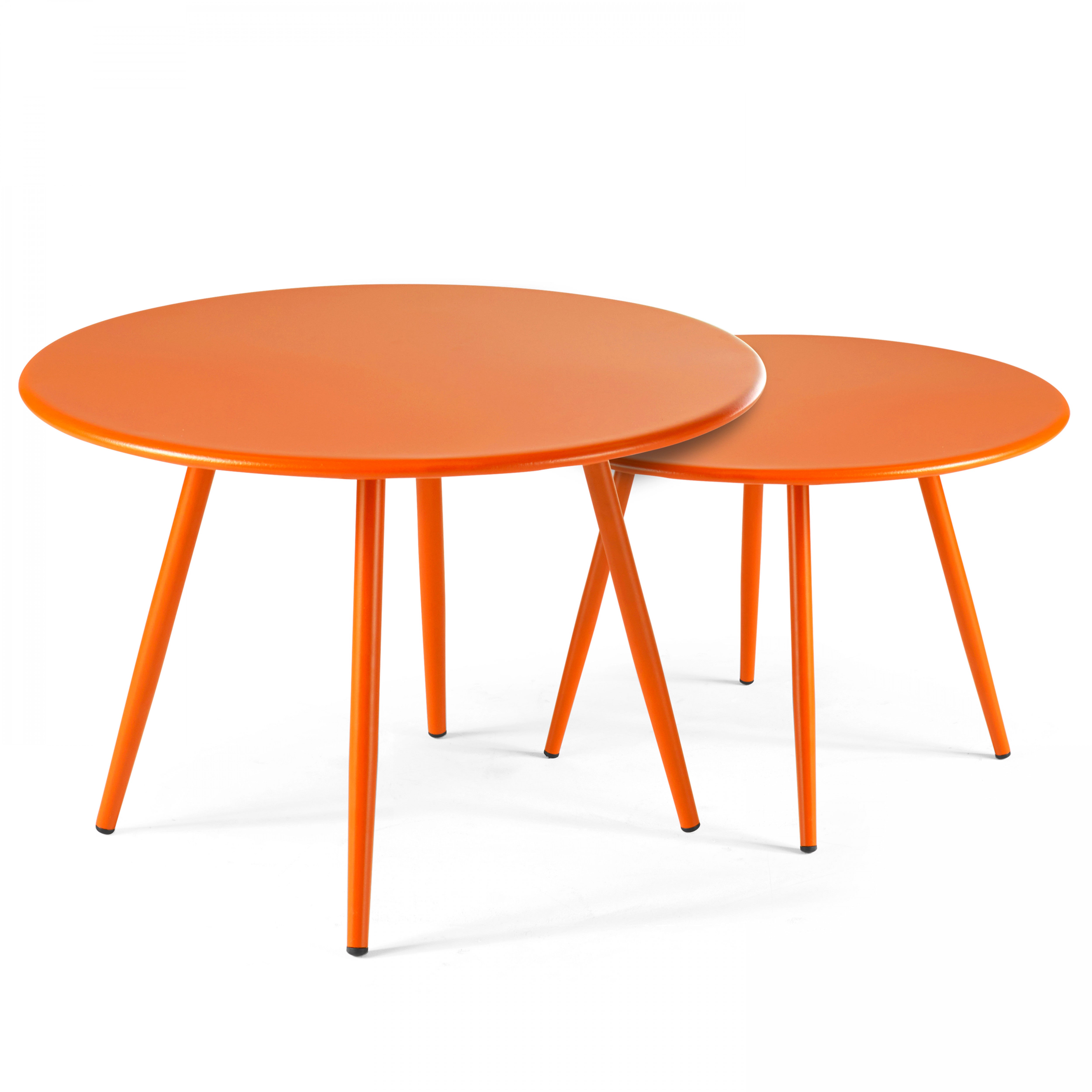 Lot de 2 tables basses ronde en acier orange , Palavas - Oviala | Leroy ...
