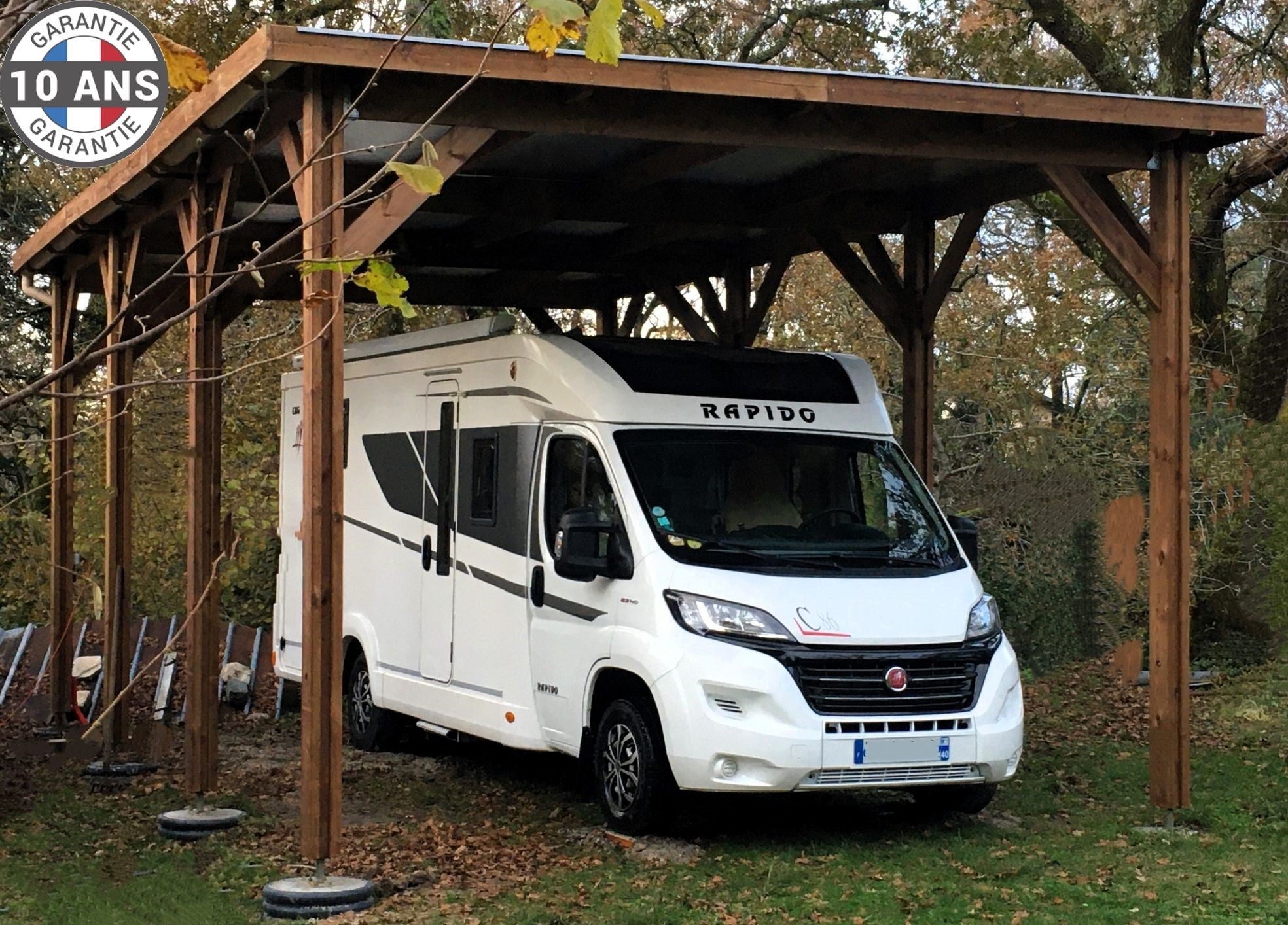Carport toit plat 350cmx800cm bois DOUGLAS français (charpente - auvent ...