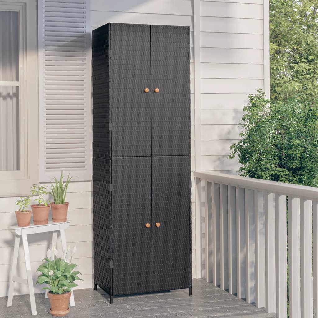 Armoire de rangement de jardin Noir 59x40x180 cm Résine tressée | Leroy ...
