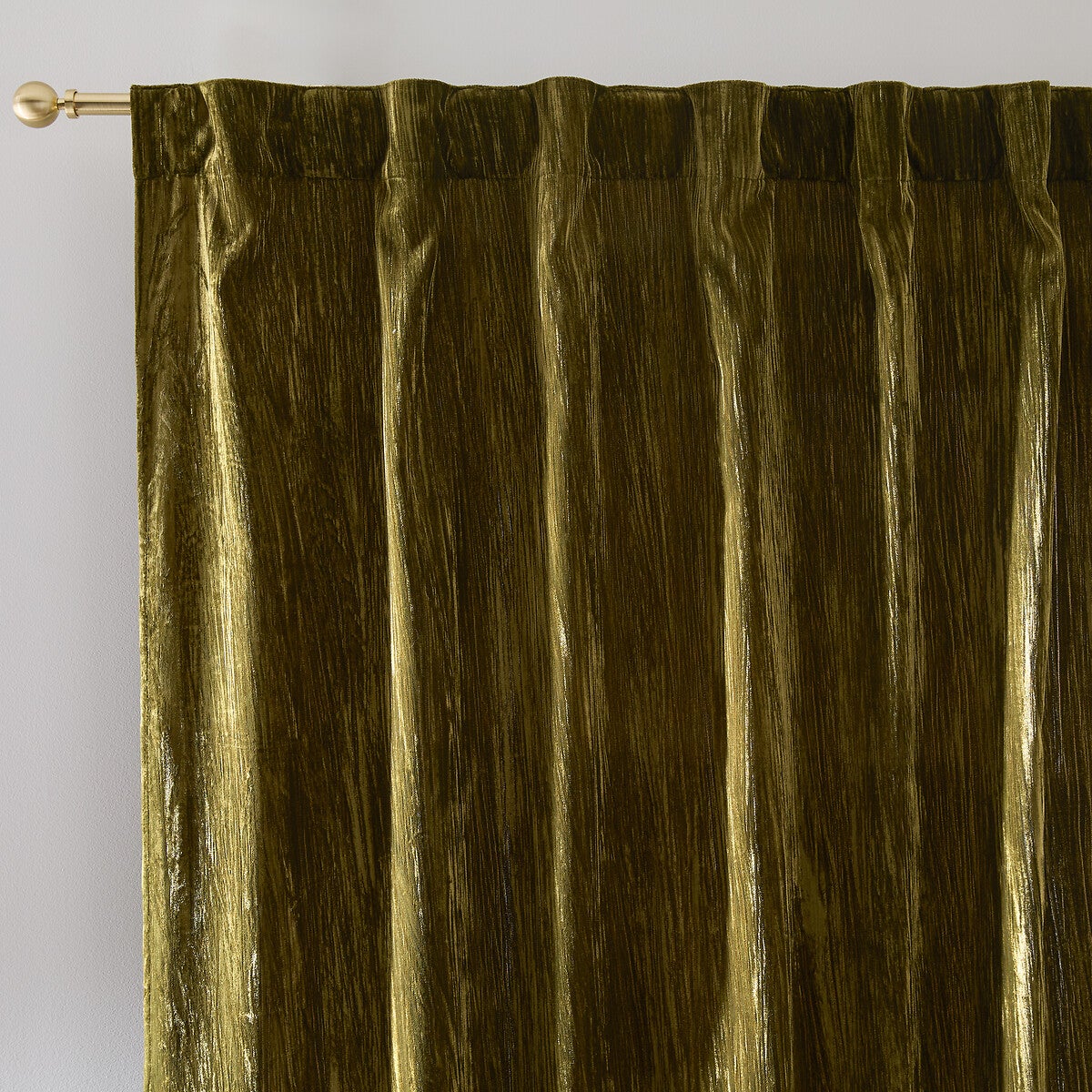 Rideau panne de velours pattes cachées, Susana - Kaki - 300 x 130 cm ...