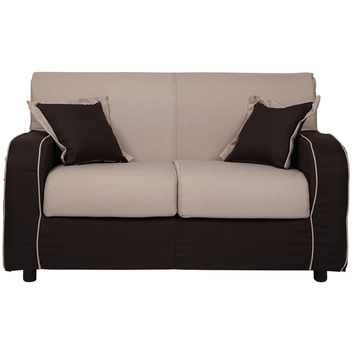 Divano sfoderabile 2 posti 146 cm PARIGI bicolore BEIGE e MARRONE ...
