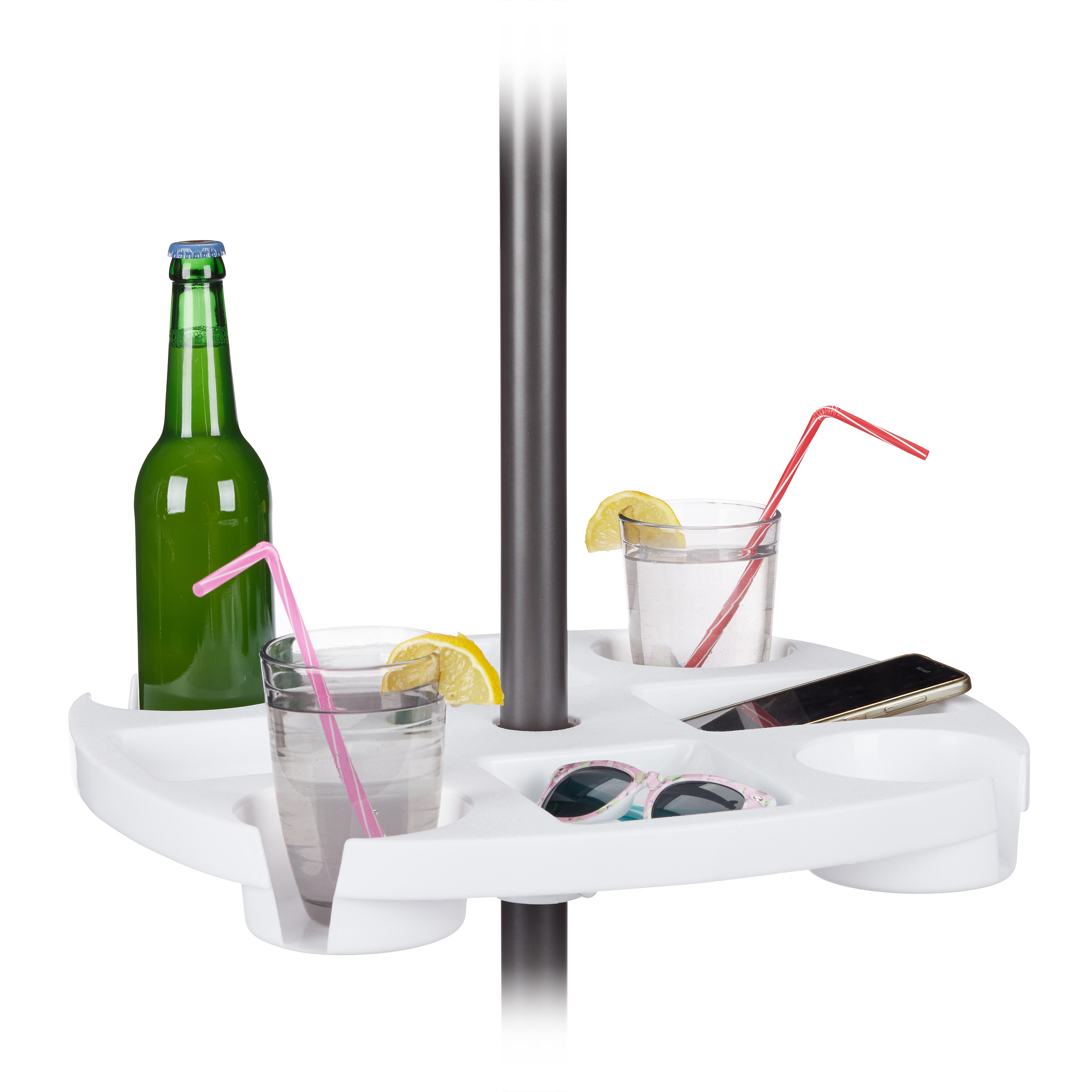 Relaxdays Tablette parasol accessoire de jardin rond table mât de ...