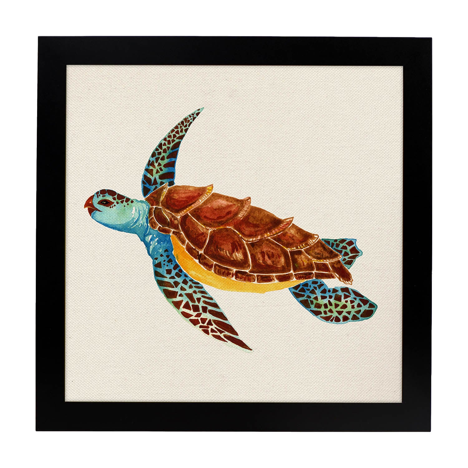 Poster Cuadrado Con Dibujos De Ranas Y Tortugas. Lamina Tortuga Viajera ...